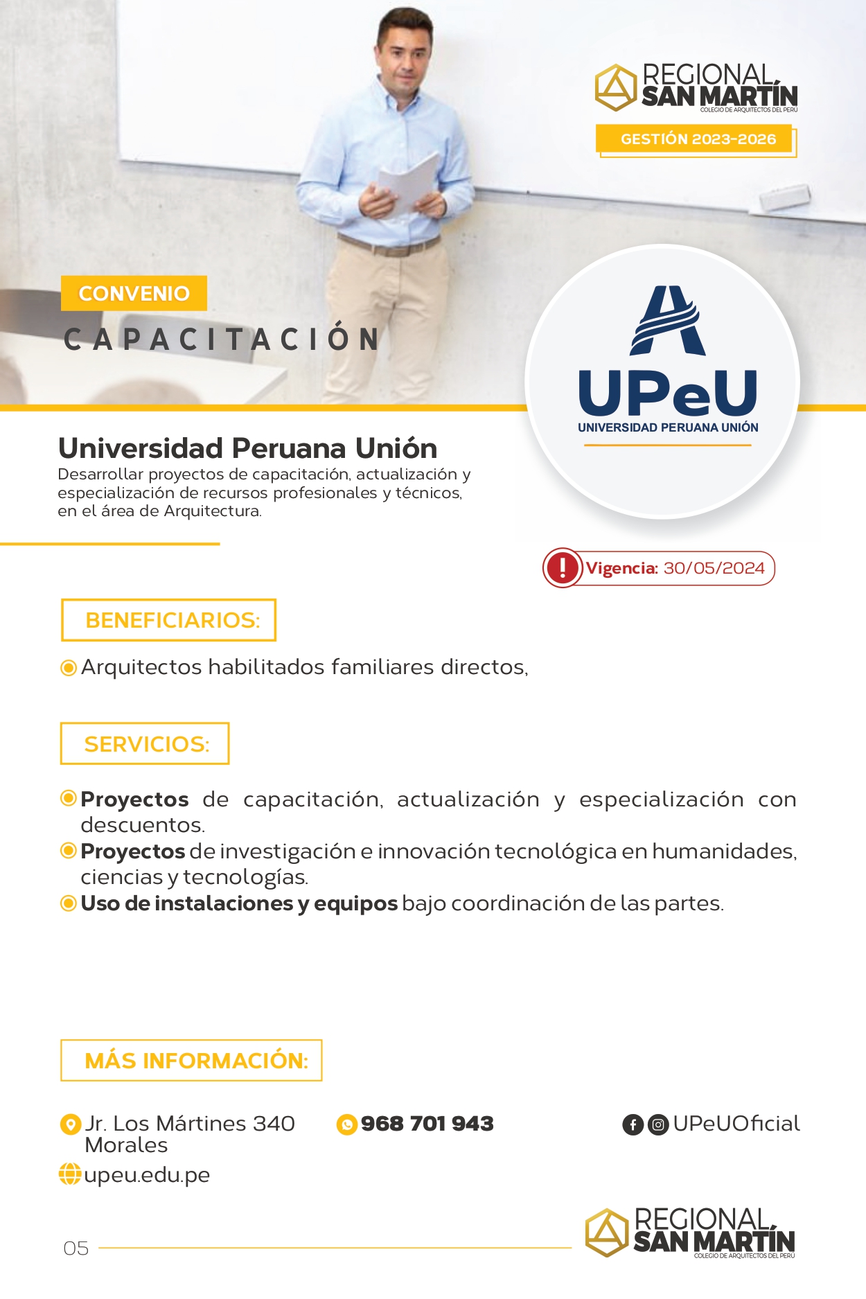 Universidad Peruana Unión - Colegio de Arquitectos del Perú - Región ...