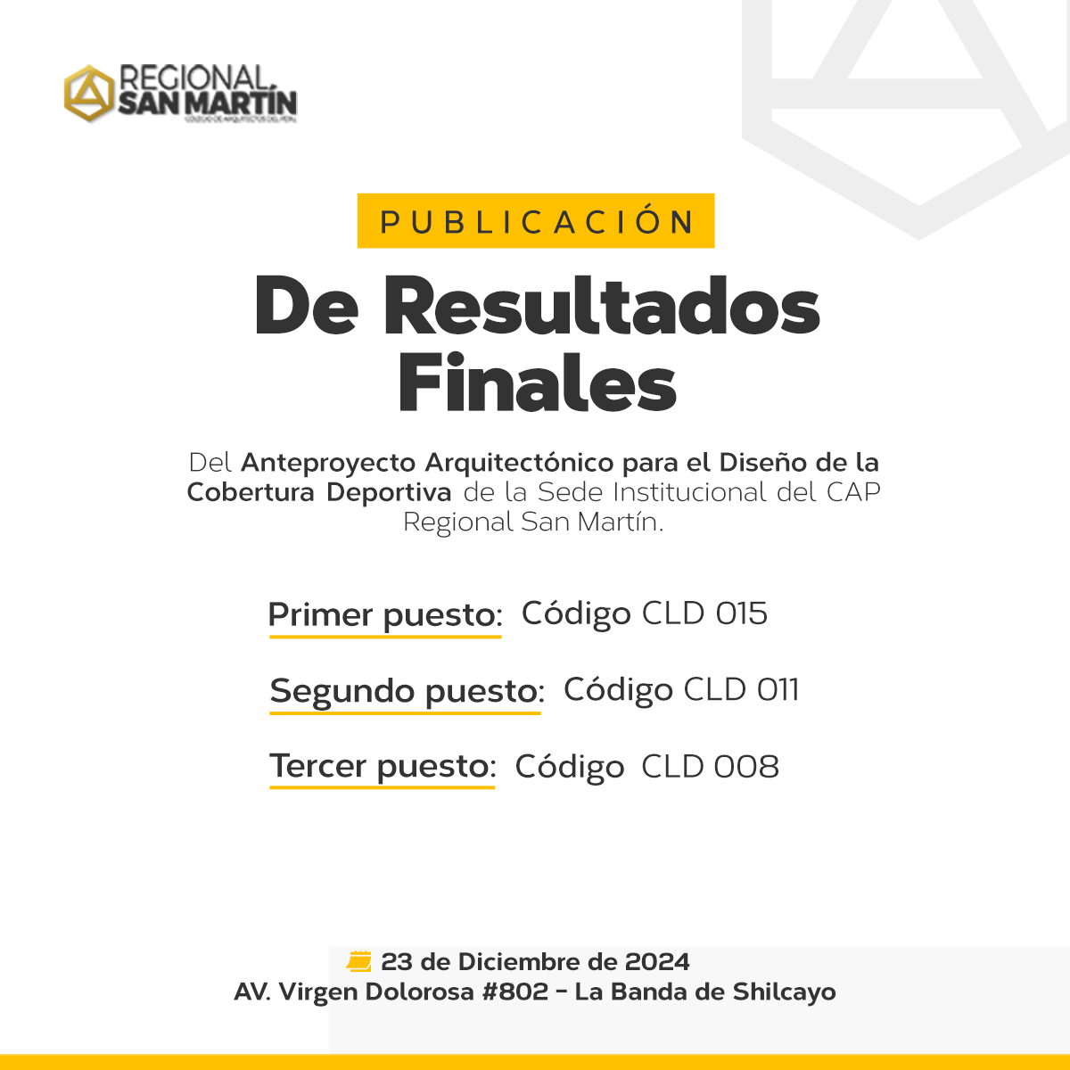 Resultados finales del Concurso de Anteproyecto Arquitectónico de la ...