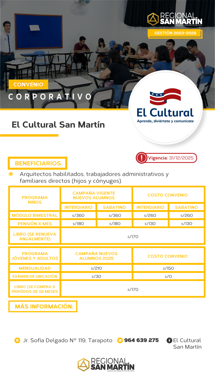 EL CULTURAL SAN MARTIN - Colegio de Arquitectos del Perú - Región San ...