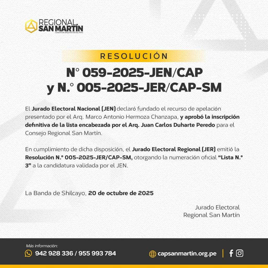 Comunicado Oficial | Resoluciones N.° 059-2025-JEN/CAP y N.° 005-2025 ...